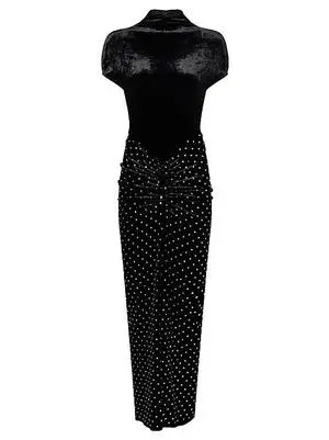 Alaïa Draped Crystal-embellished Maxi Dress - Noir Cristal