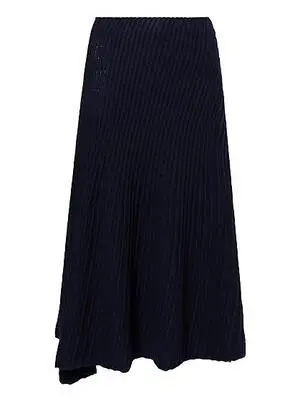 Alaïa Twisted Ribbed Wool And Cashmere Midi Skirt - Minuit