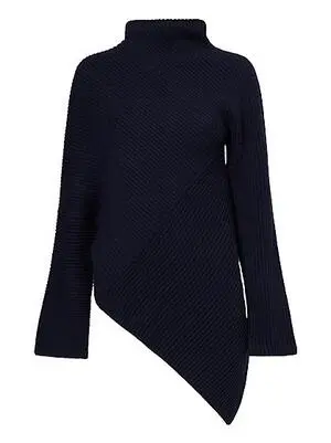 Alaïa Twisted Asymmetric Wool And Cashmere Jumper - Minuit