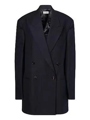Dries Van Noten Oversized Peak-lapels Wool Blazer - Navy