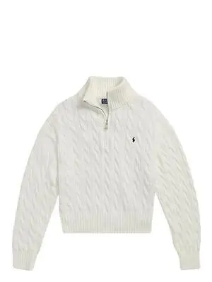 Polo Ralph Lauren Funnel-neck Cable-knit Cotton Jumper - White