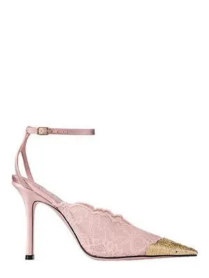 JIMMY CHOO Faiz 100 Lace Pumps - Rose/light Gold