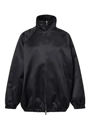 THE FRANKIE SHOP Baxter Funnel-neck Satin Track Jacket - Black