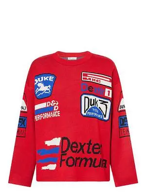 DUKE + DEXTER Motif-knit Wool-blend Jumper - Red