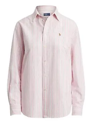 Polo Ralph Lauren Striped Brand-embroidered Cotton Shirt - 169 Pink Blue Multi