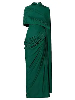DEME Draped Stretch-woven Maxi Dress - Emerald Green
