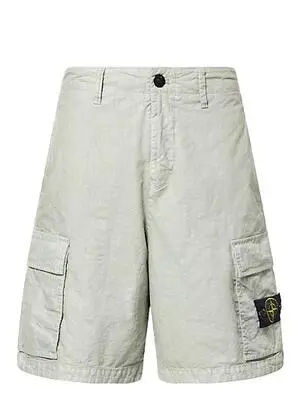 Stone Island Panama Patch-pocket Woven Cargo Shorts - Sage