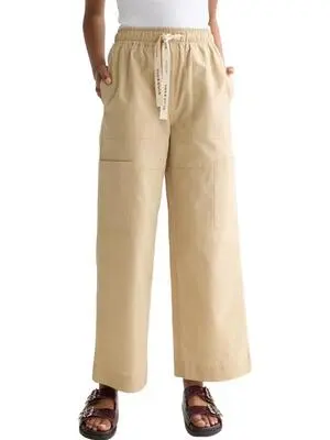 Scotch & Soda Cotton & Linen Drawstring Wide-leg Pants - Travertine
