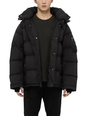 ALPHA STYLE Detachable Hood Puffer - Black