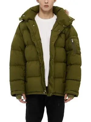 ALPHA STYLE Detachable Hood Puffer - Green