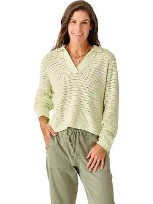 Carve Designs Morgan Polo Sweater - Honeydew
