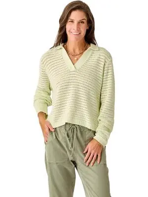 Carve Designs Morgan Polo Sweater Honeydew
