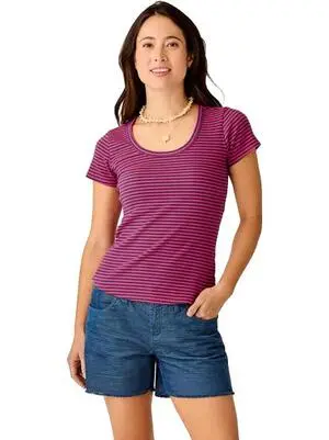 Carve Designs Ribbed Scoop Neck T-Shirt July Stripe