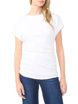 Halogen Shirred Dolman Short Sleeve Ponte Top - Bright White