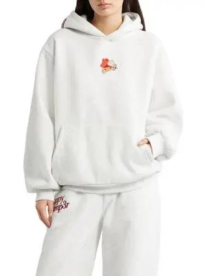 HAPPY CAMP3R Embroidered Cotton-blend Fleece Hoodie - Heather Gray