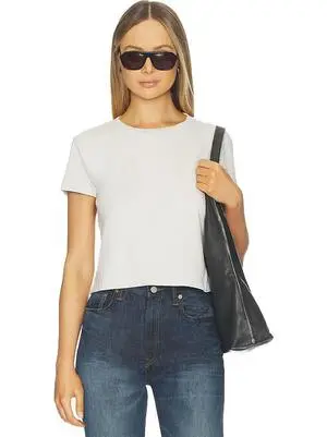 AGOLDE AGOLDE Adine Ribbed Hem Cotton T-Shirt Ivory
