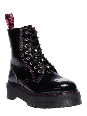 Dr. Martens Jadon Distressed Patent Leather Platform Boots - Black