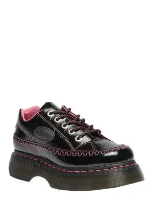 Dr. Martens Buzz 5-eye Distressed Patent Leather Shoes - Black