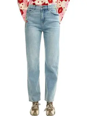 DESIGUAL Floral Embroidered Slim Fit Jeans