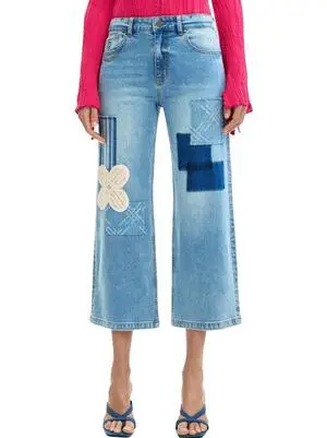DESIGUAL Patchwork Crop Jeans