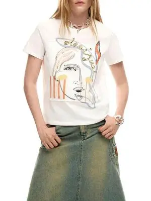 Desigual Abstract Graphic Cotton T-shirt - White