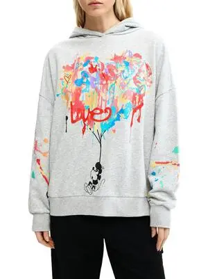 Desigual Mickey Mouse Graphic Fleece Hoodie - Gray