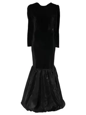 MIAU BY CLARA ROTESCU Ruffled Velvet Dress - Black