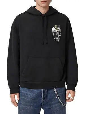 ALLSAINTS Graphic Pullover Hoodie - Washed Black