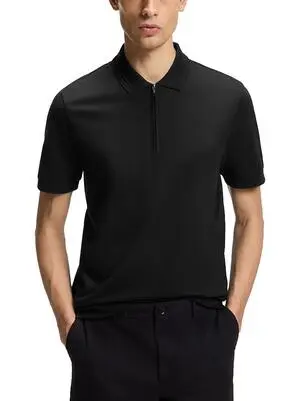 BOSS H Paras Quarter Zip Polo Shirt - Black