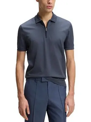 BOSS H Paras Quarter Zip Polo Shirt - Open Blue