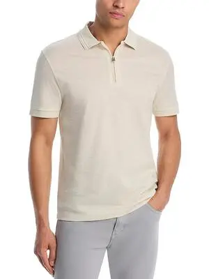 BOSS H Paras Quarter Zip Polo Shirt - Open White