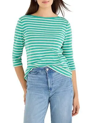 NIC+ZOE 3/4 Sleeve Boat Neck Tee - Green Multi