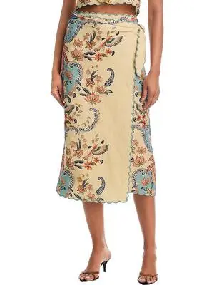 FARM RIO Linen Wrap Skirt
