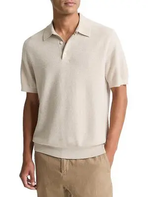 Vince Geo Jacquard Short Sleeve Polo Shirt - Mineral/classic Cream