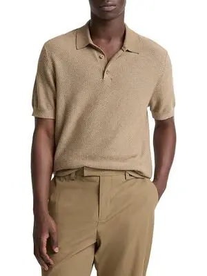Vince Geo Jacquard Short Sleeve Polo Shirt - Teton/river Sand