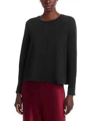 Eileen Fisher Cozy Brushed Terry Crewneck Top - Black