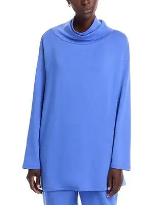 Eileen Fisher Drapey Funnel Neck Tunic - Blue Star