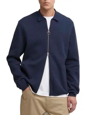 Barbour Cotton Zip Cardigan - Navy