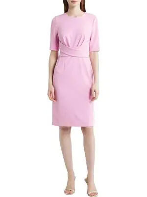 Anne Klein Wrap Overlay Sheath Dress Carnation Pink