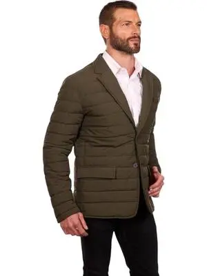 Perry Ellis Tech Stretch Quilted Blazer Jacket Olive