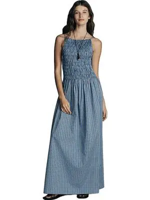Faithfull The Brand Laia Smocked Sleeveless Maxi Dress - Blue