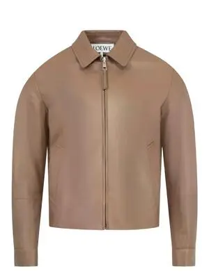 Loewe Leather Zip-up Jacket - Brown
