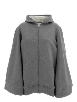 7 For All Mankind FELPA OVERSIZE IN COTONE CON CAPPUCCIO E ZIP Grigio