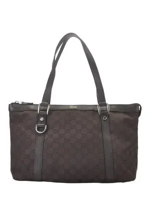 GUCCI Brown Gg Nylon Abbey Zip Tote