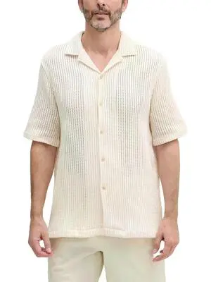 JOOP! Kawan Open-knit Short-sleeve Shirt - Neutrals