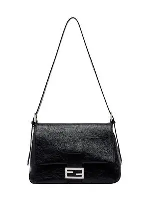 Fendi Baguette® Flap Medium Leather Shoulder Bag - Black