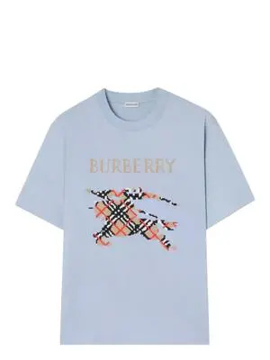 Burberry Cross-stitch Knight ​cotton T-shirt - Blue