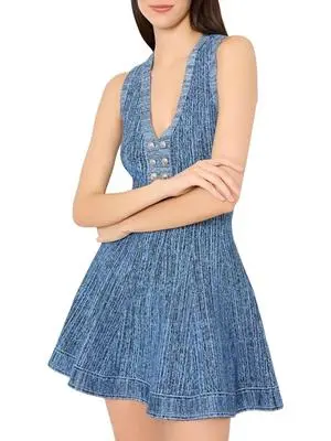 MILLY Shelby Sleeveless Fit-&-flare Mini Dress - Blue Multi