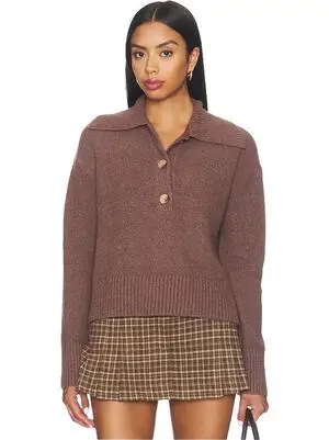 Free People Trading Up Polo Top In Brown - Enchanted Oak