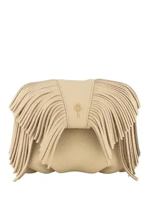 OTRERA Mini Fringe Leather Crossbody Bag Beige - White